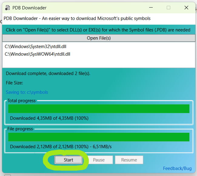 解决方案/Solution -> Load Symbols failed! / 0xc000010a